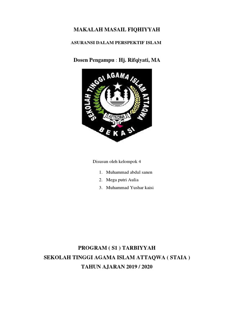 Makalah Masail Fiqhiyyah Kelompok 3 Pai 7C | PDF