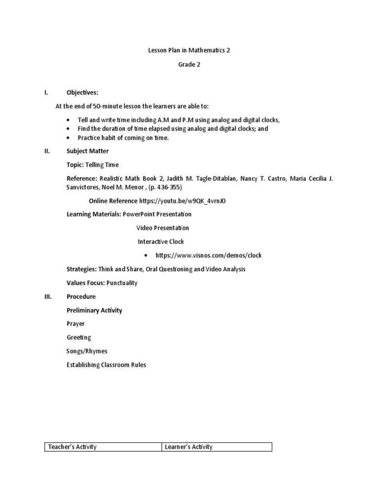 New DLP Math 2 | PDF | Clock | Learning