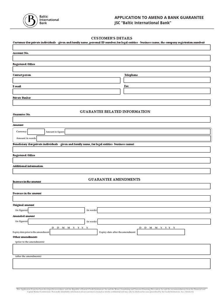 Application To Amend Bank Guarantee | PDF | Banks | Credit