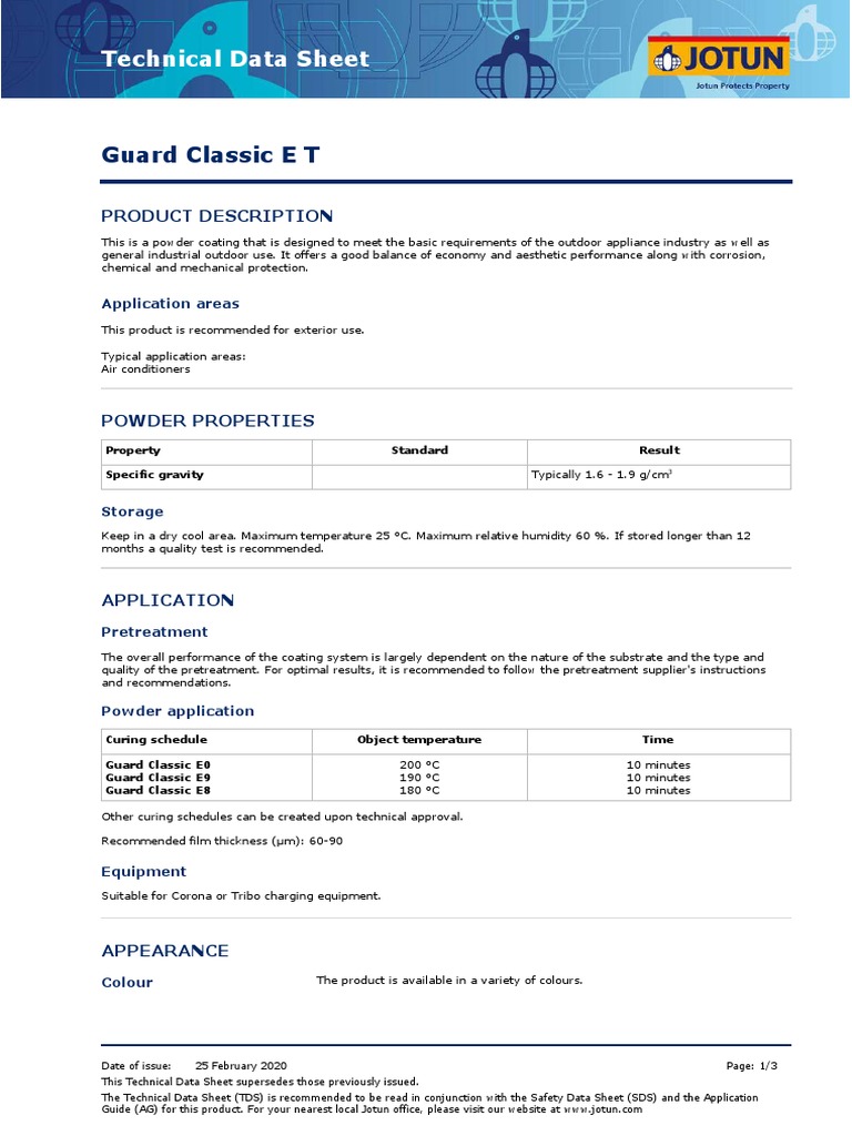 Tds - Jotun - Guard Classic Et | PDF | Materials | Chemistry