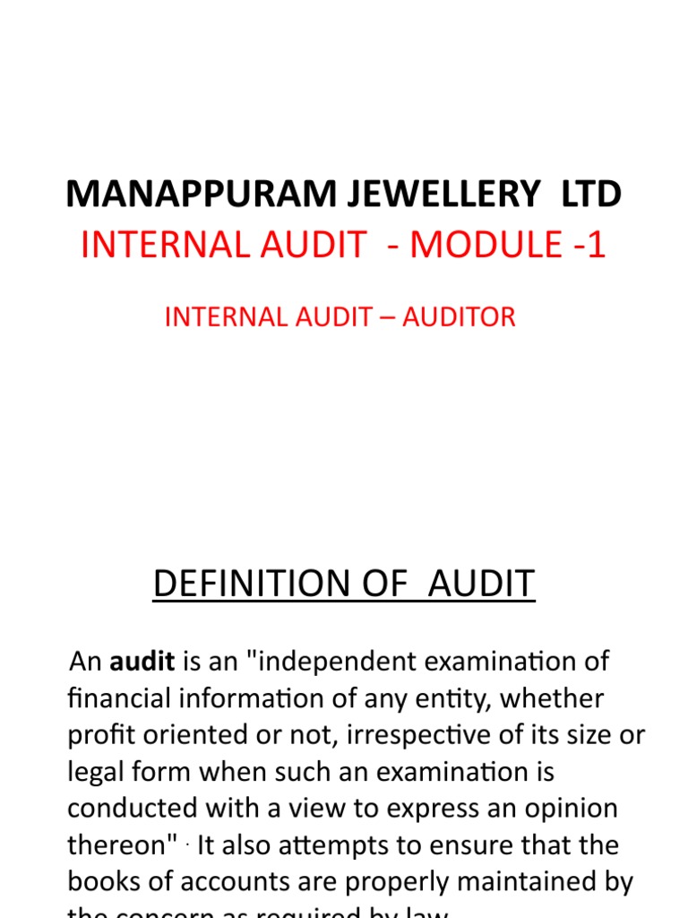 Lms - Gold Audit - Gold Auditor Gold Inspection - Module - 1 | PDF | Audit | Internal Audit