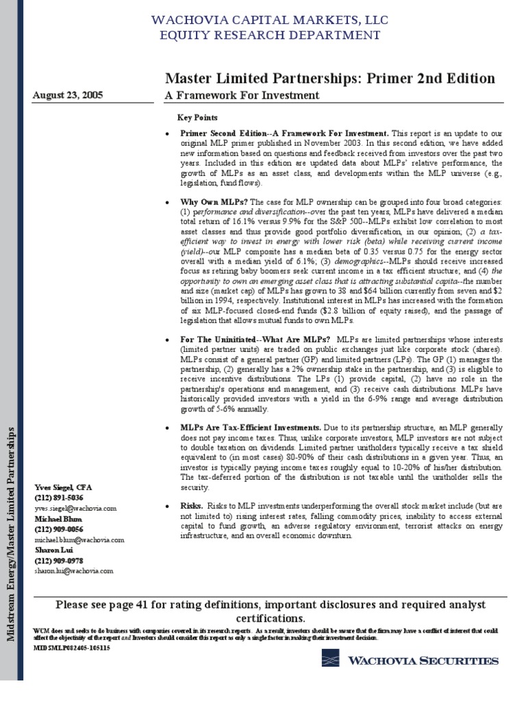 Master Limited Partnerships: Primer 2nd Edition: A Framework For ...