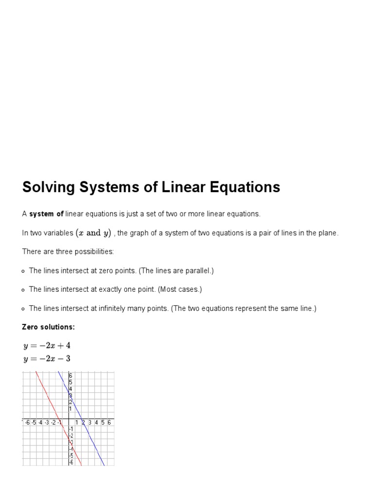 Solving Systems of Linear Equations | PDF | Equations | System Of ...