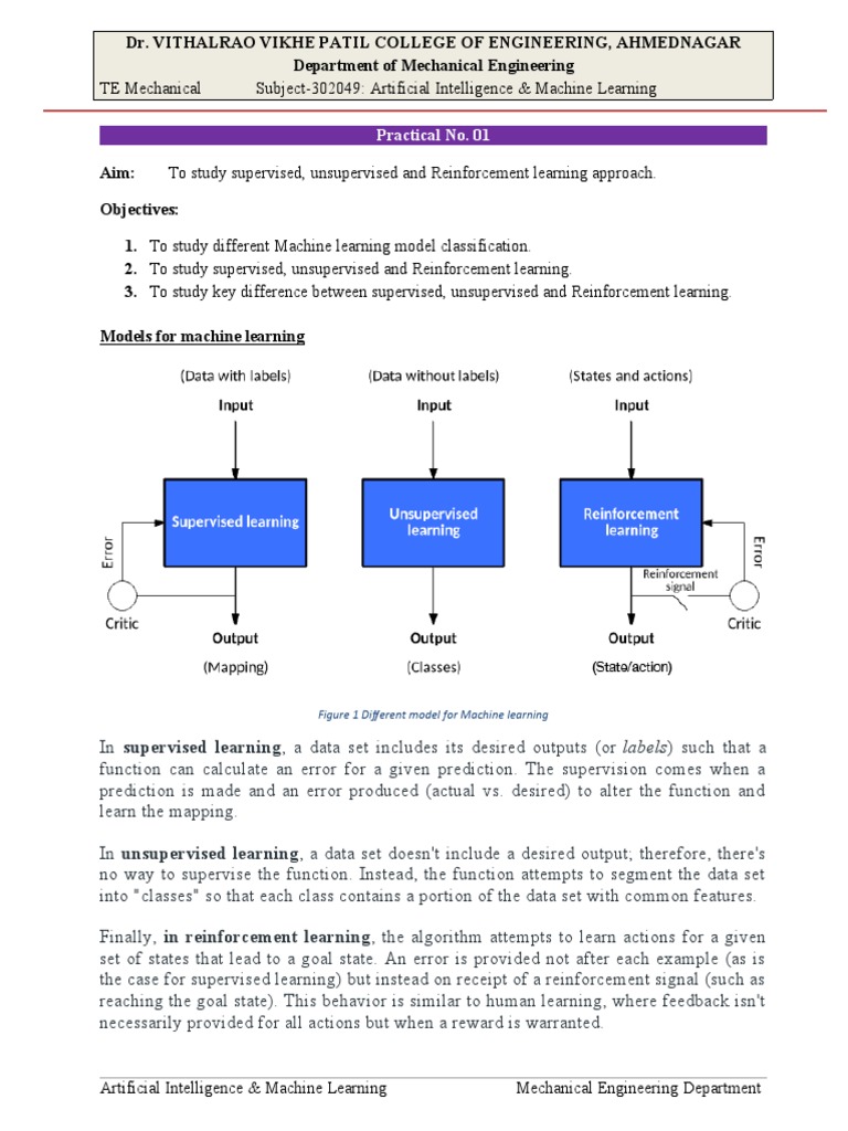 1.to Study Supervisedunsupervisedreinforcement Learning Approach | PDF | Machine Learning ...
