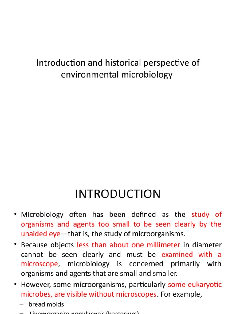 Chap 1-Introduction & History of Env Microbiology | PDF | Microbiology | Microorganism