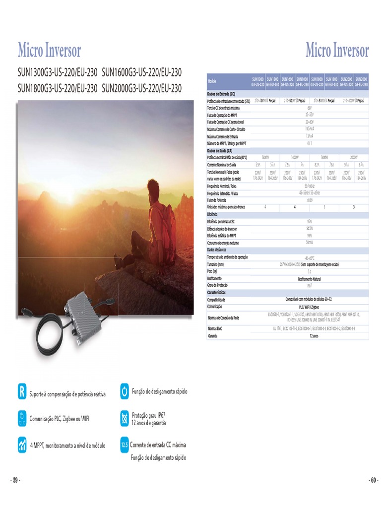 Data Sheet Microinversor Deye 2000W Sun1300-2000g3-Us-220atualizado-3 | PDF | Energia elétrica ...