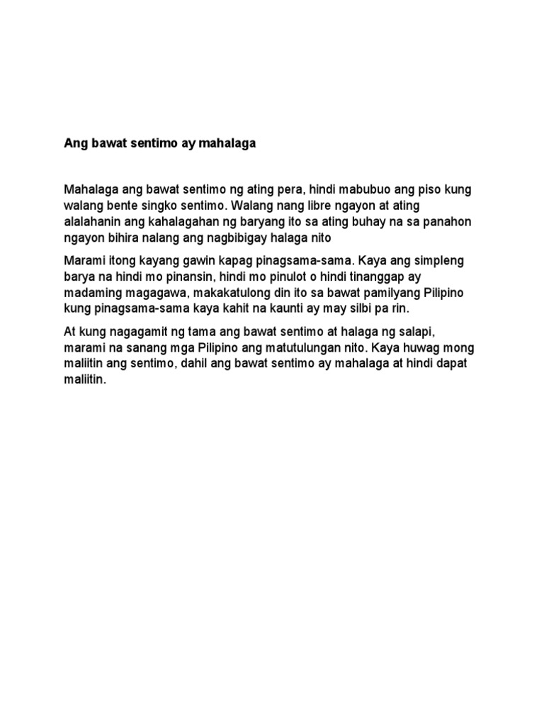 Ang Bawat Sentimo Ay Mahalaga | PDF