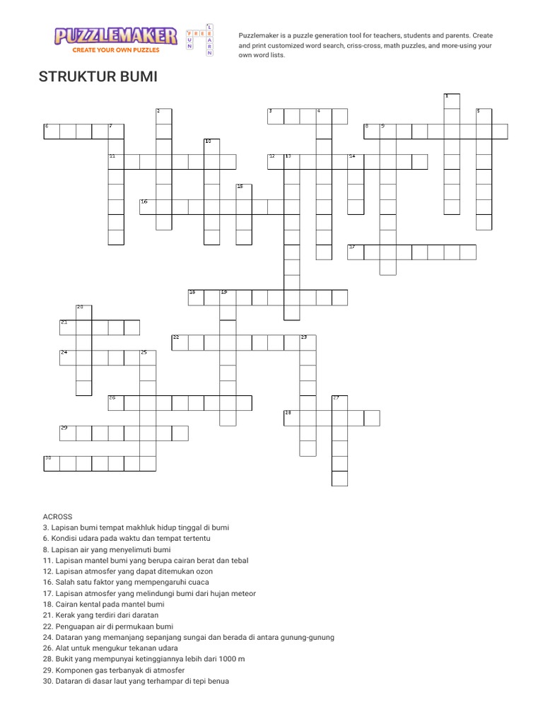 Puzzle Struktur Bumi | PDF | Perjalanan | Sains & Matematika