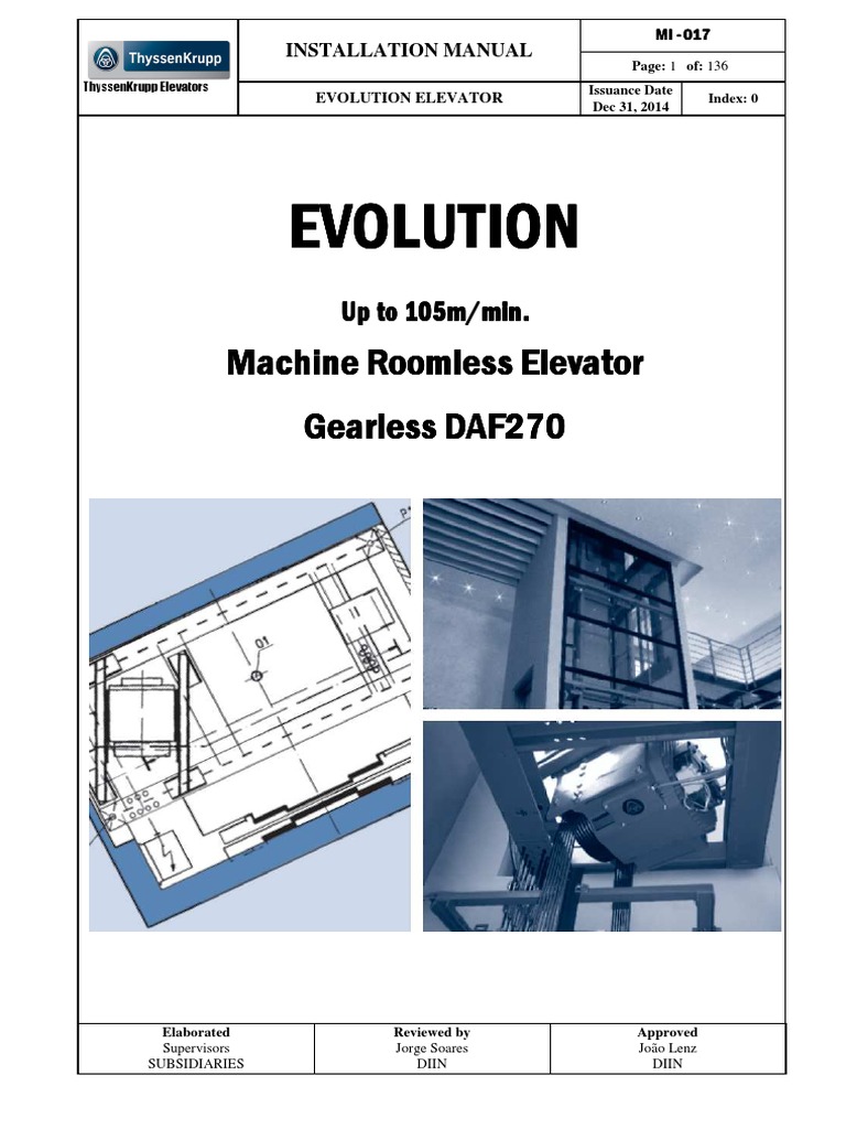 Manual Instalacao Elevador Evolution - Ing-1-1 | PDF | Elevator | Personal Protective Equipment