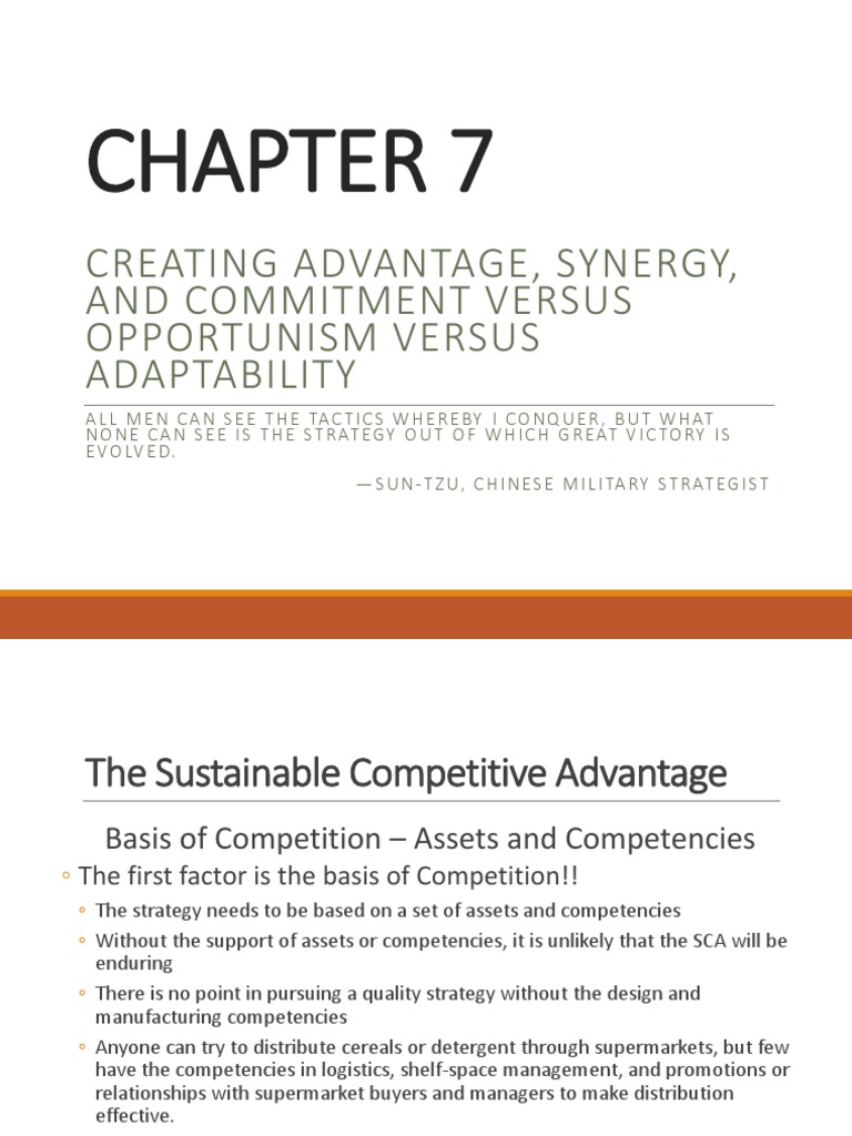 Chapter 7: Creating Advantage, Synergy and Commitment | PDF | Strategic Management | Competitive ...