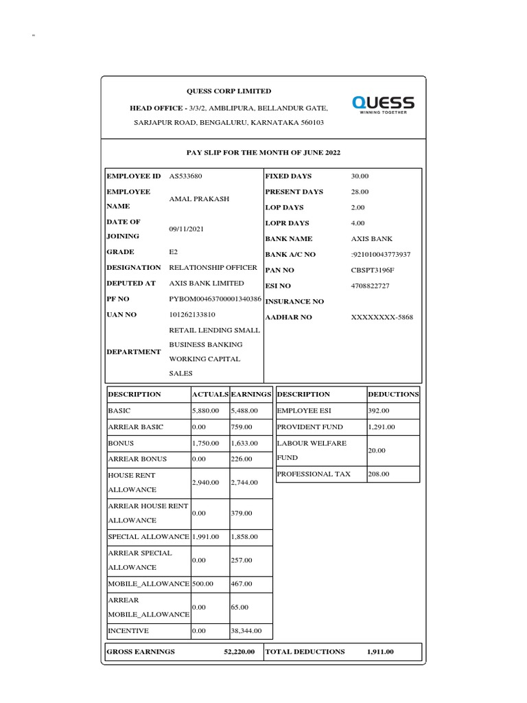 Payslip_June_2022(2) | PDF | Taxes | Government