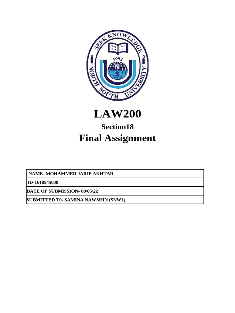LAW200 Final Assignment. | PDF