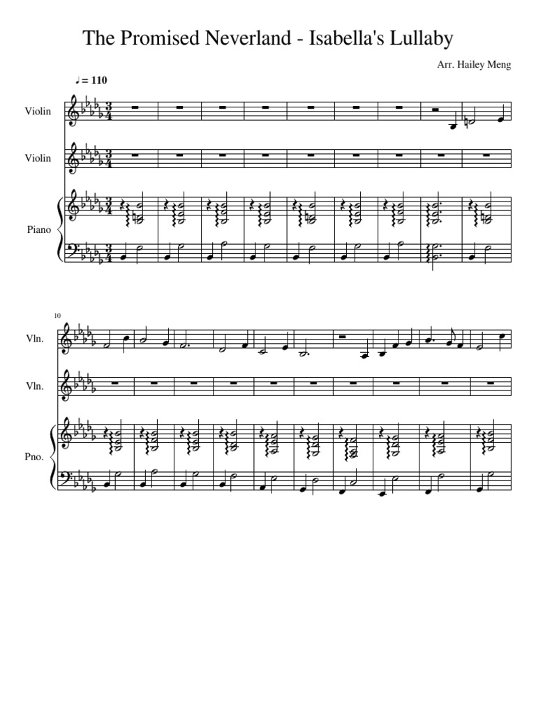 The Promised Neverland - Isabella's Lullaby (Violin Duet & Piano ...