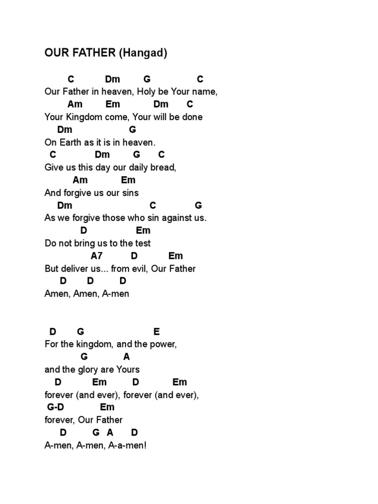 Our Father Prayer Song Lyrics | PDF