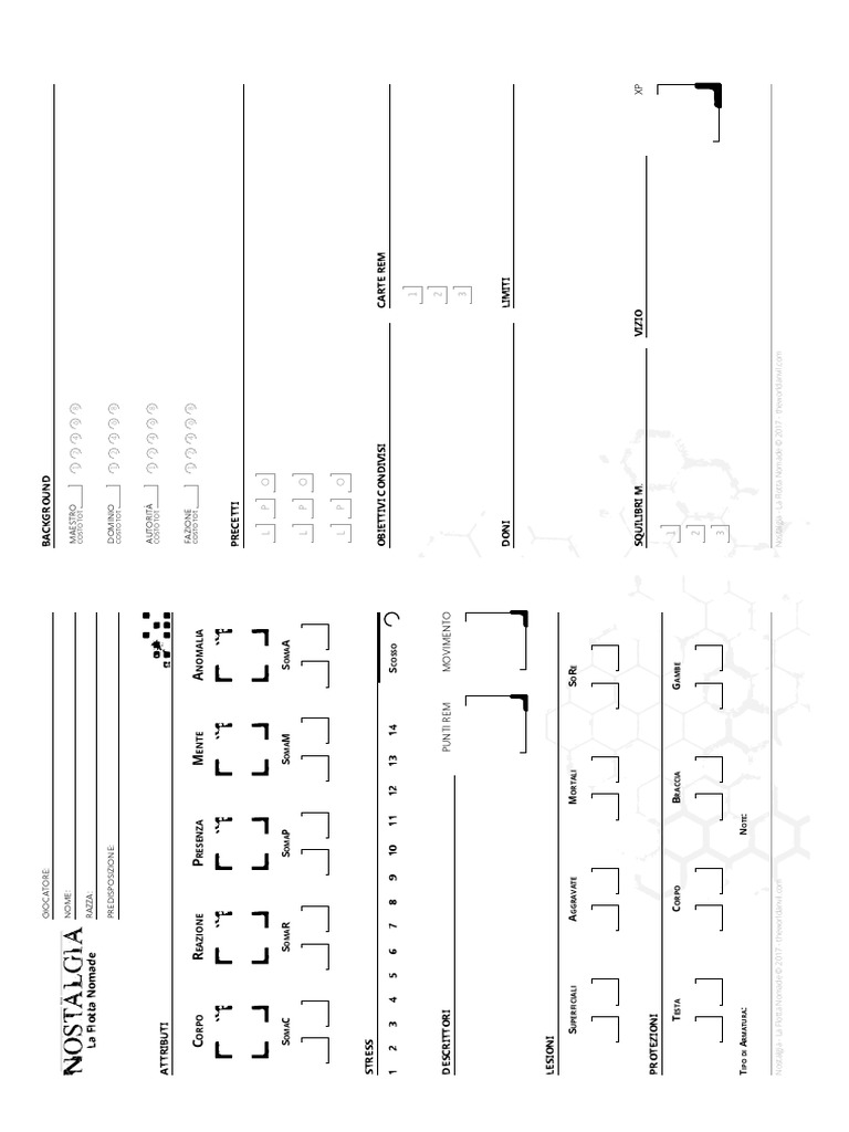 Nostalgia - Scheda PG | PDF