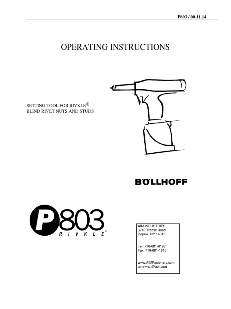 Operating Instructions: Setting Tool For Rivkle® Blind Rivet Nuts and ...