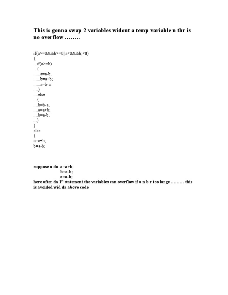 Efficient Variable Swap Algorithm | PDF | Teaching Methods & Materials ...