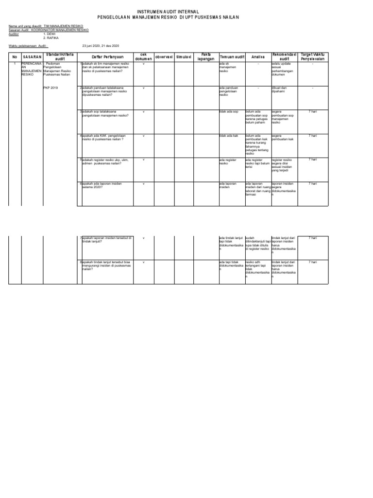 Instrumen Audit | PDF
