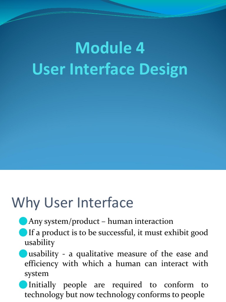 Module 4 L13 UI Design | PDF | Graphical User Interfaces | User Interface Module 4 L13 UI Design | PDF | Graphical User Interfaces | User Interface