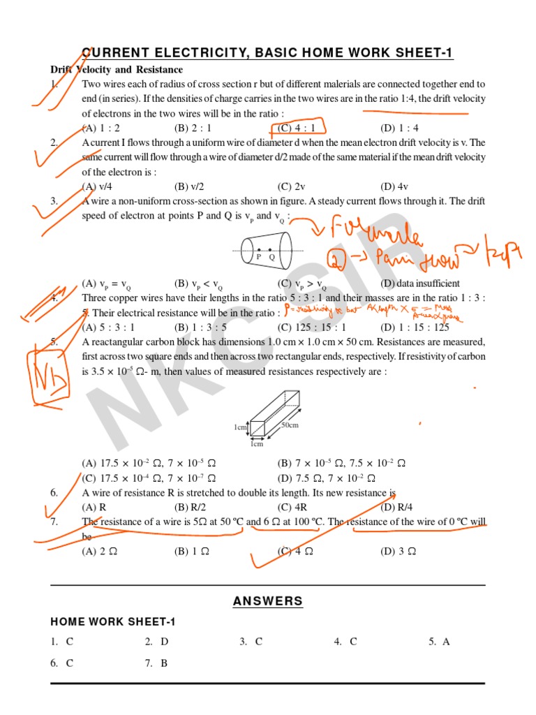 CurrentElectricity Basichomeworksheet-1 | PDF | Electrical Resistance ...