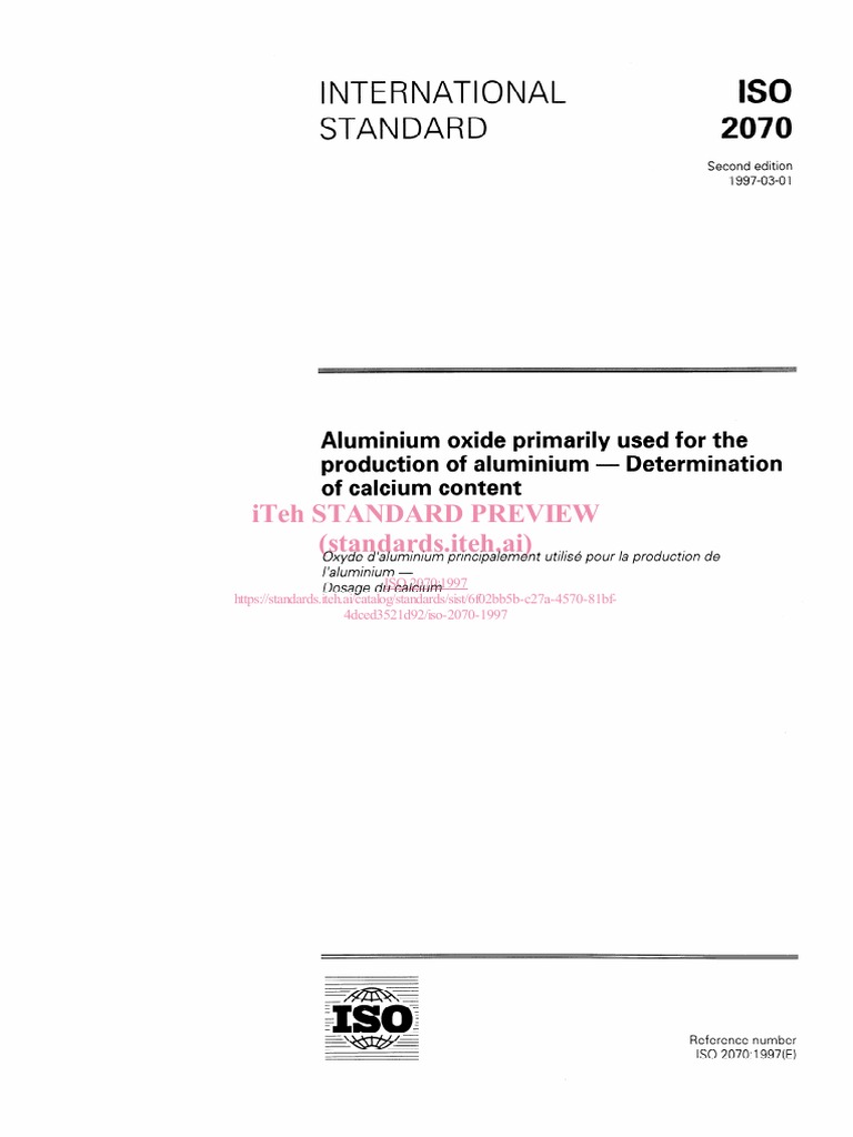 ISO-2070-1997 Determination of Calcium Content | PDF | International ...