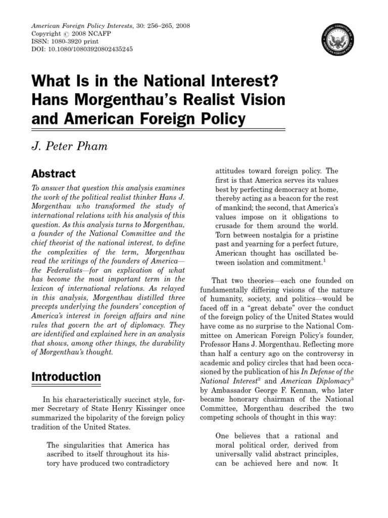 What Is in The National Interest Hans Mo | PDF | Morality | Peace