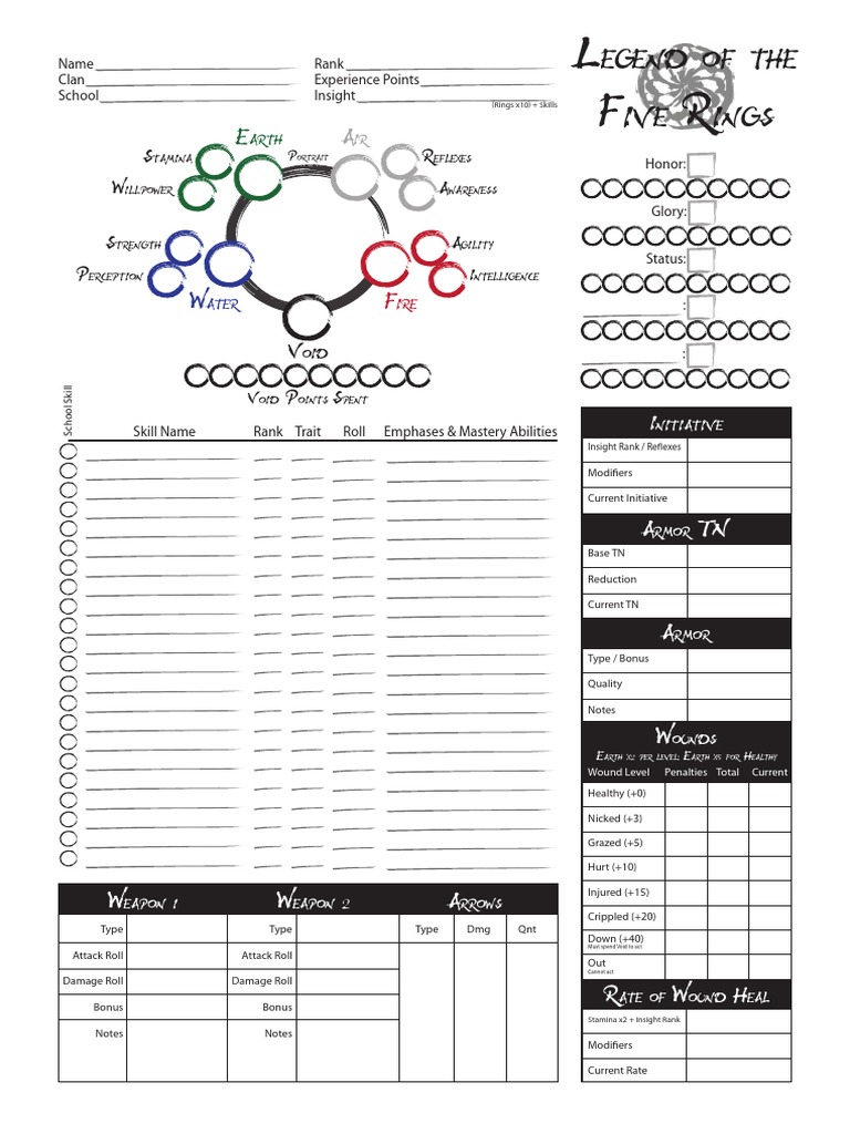 L5R 4th Blank Char Sheet | PDF