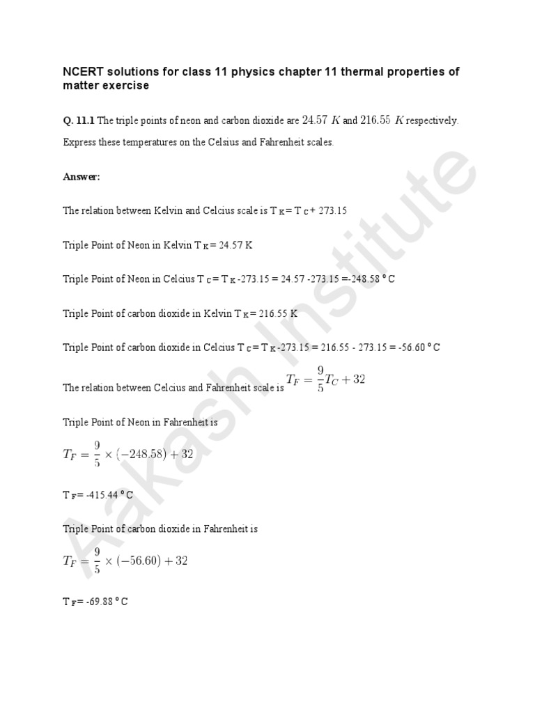 Ncert Solutions Class 11 Physics Chapter 11 Thermal Properties of ...