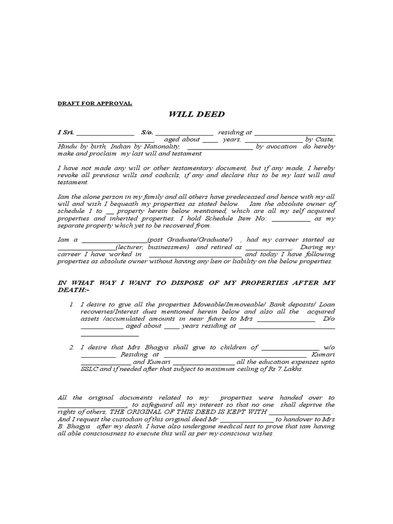 Will Draft | PDF | Will And Testament | Interest