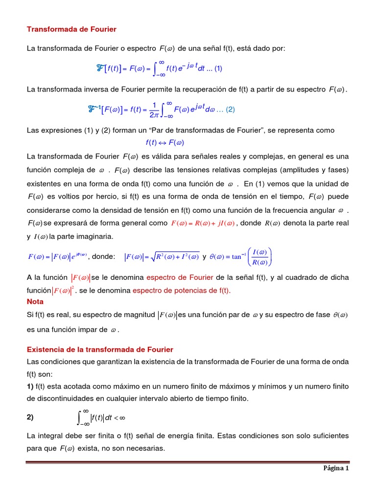 Transformada de Fourier: Guía Técnica | PDF | Densidad espectral | Integral