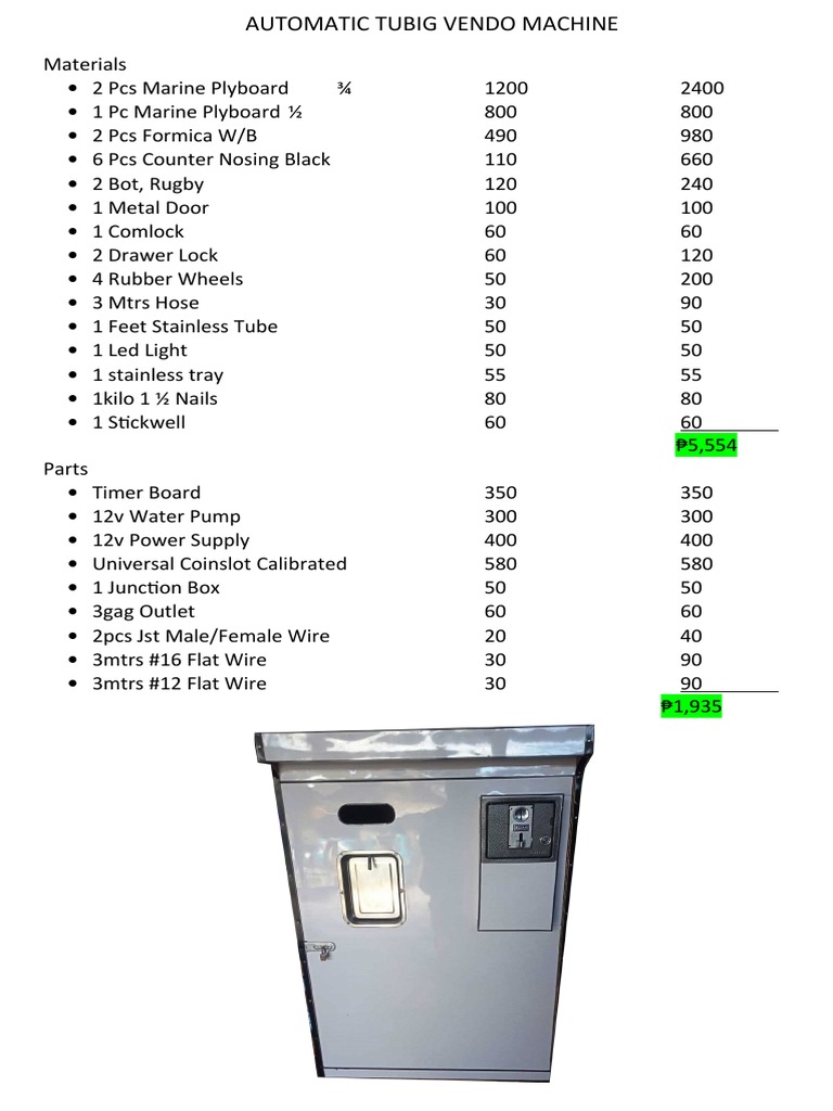 Automatic Tubig Vendo Machine | PDF