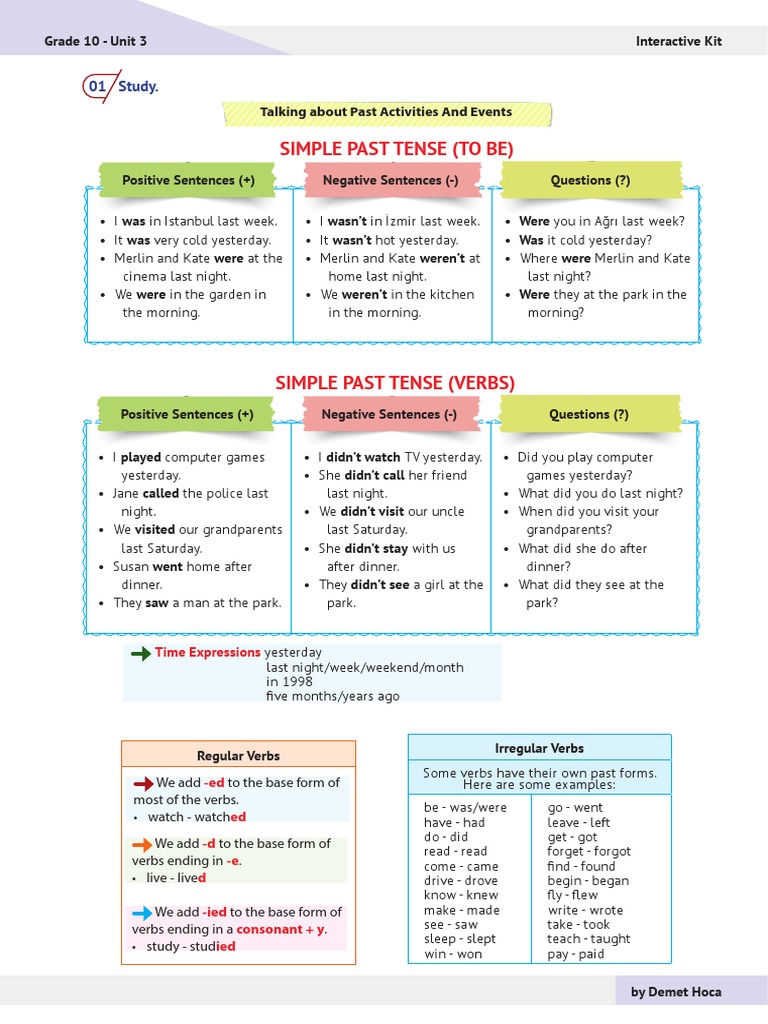 Grade 10 Past Tense Study Guide | PDF | Grammatical Tense | Linguistics