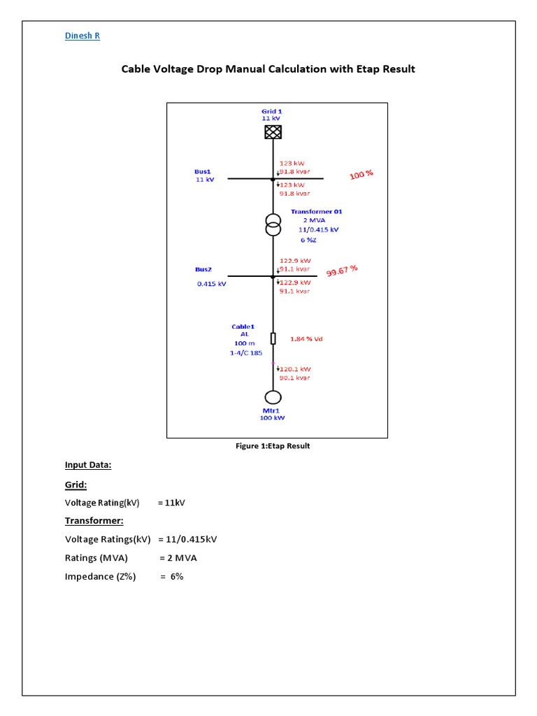 11kV Cable Voltage Drop Calculation | PDF
