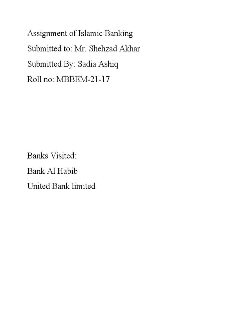 Assignment of Islamic Banking | PDF | Credit Card | Payments
