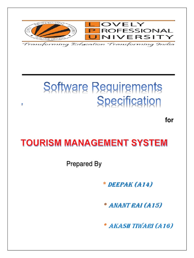Tourism Management Srs | PDF | Databases | Operating System