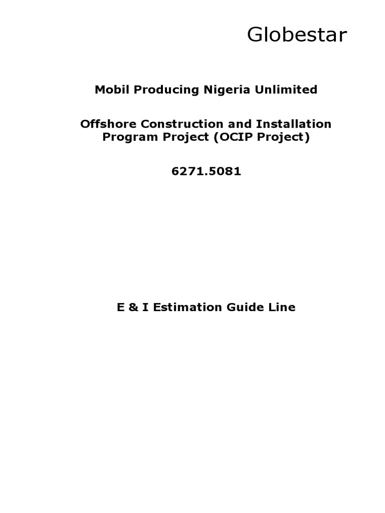 E&I Estimation Guidelines for OCIP Project | PDF | Pipe (Fluid Conveyance) | Solar Panel