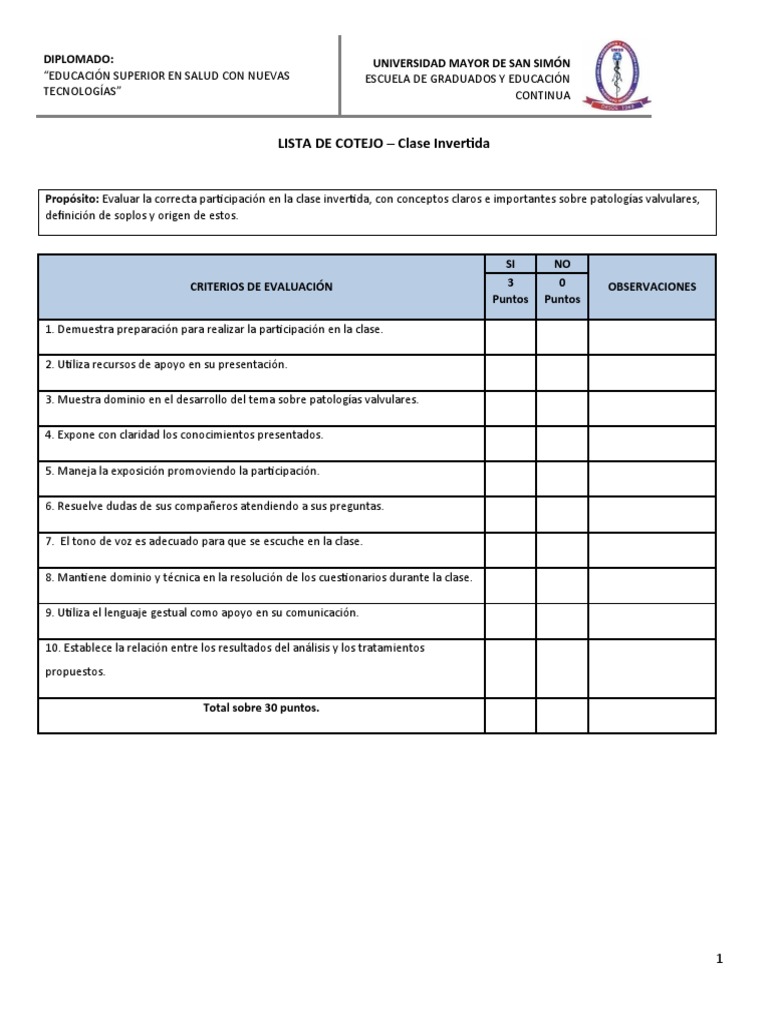 Lista de Cotejo | PDF