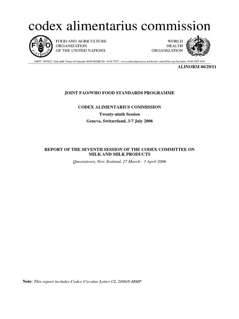 Joint Fao Who Food Standards Codex | PDF | Milk | Foods