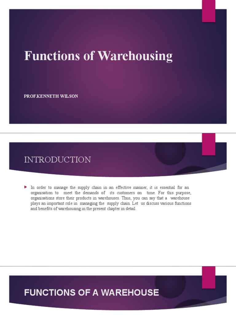 Functions of Warehousing | PDF | Warehouse | Goods