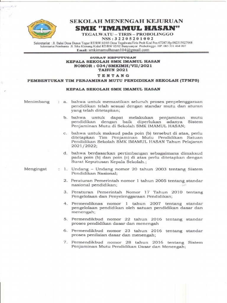 SK Penjamin Mutu | PDF