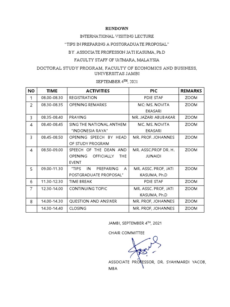 S3 - RUNDOWN-iNTERNATIONAL VISITING LECTURE | PDF