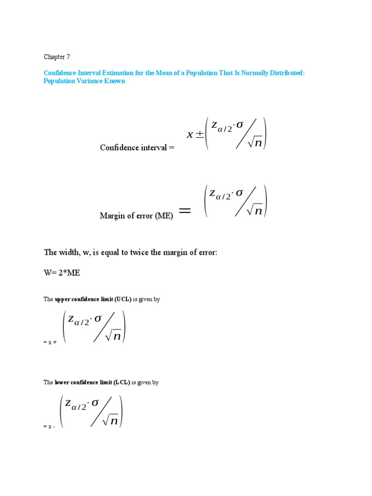 Chapter 7 Part One | PDF | Confidence Interval | Margin Of Error