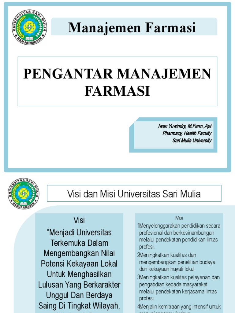 Pendahuluan Manajemen Farmasi | PDF