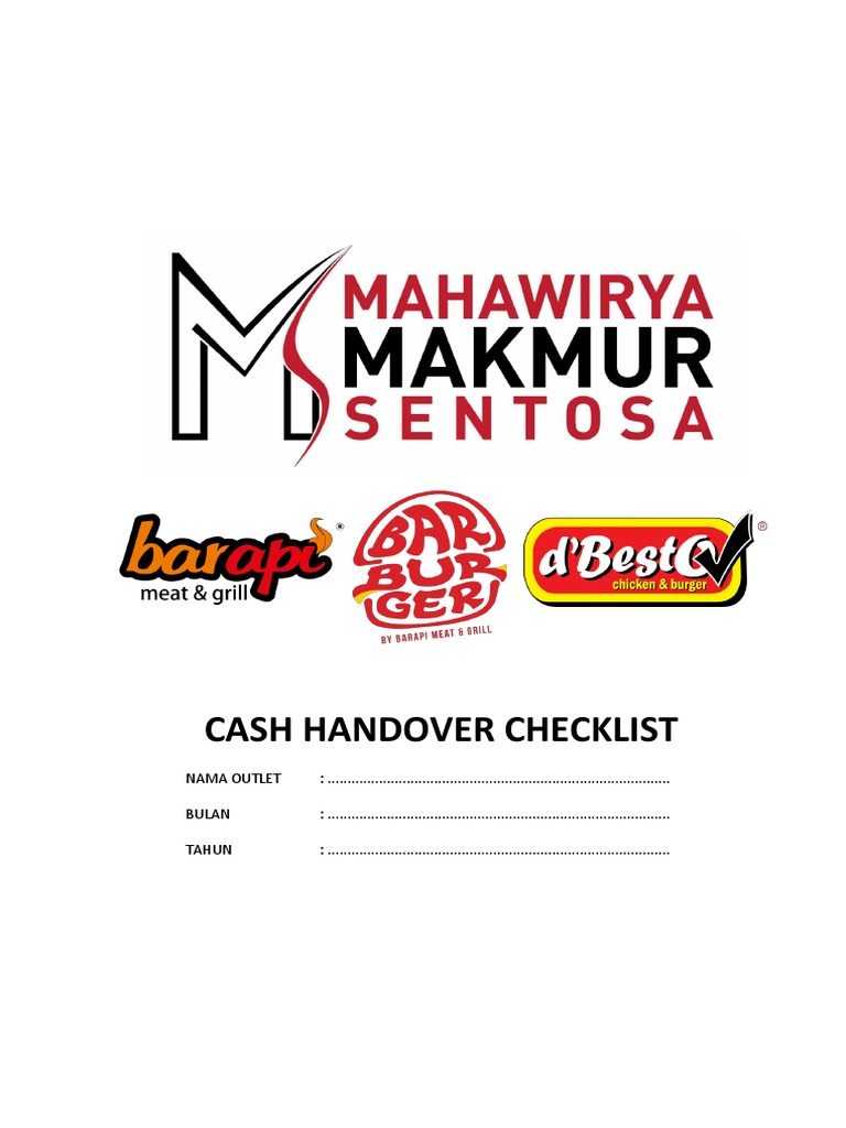 CASH HANDOVER CHECKLIST | PDF | Accounting