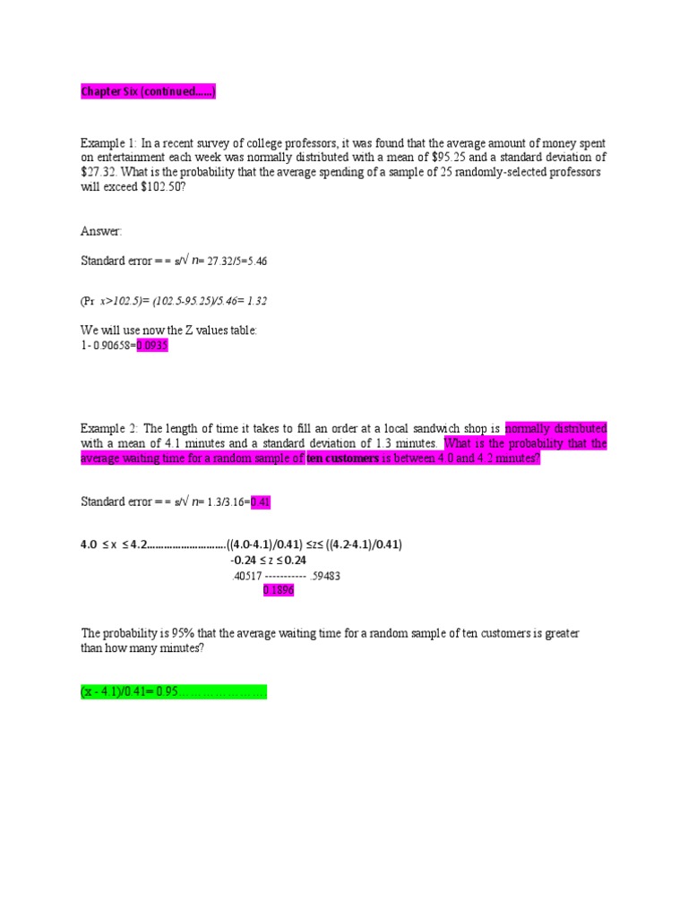 Chapter 6 Part Two | PDF | Probability Distribution | Confidence Interval