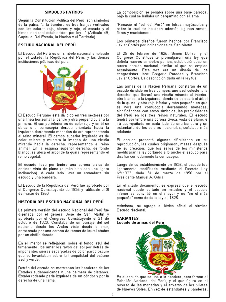 Escudo Nacional del Perú: Símbolos y Significado | PDF | Los símbolos