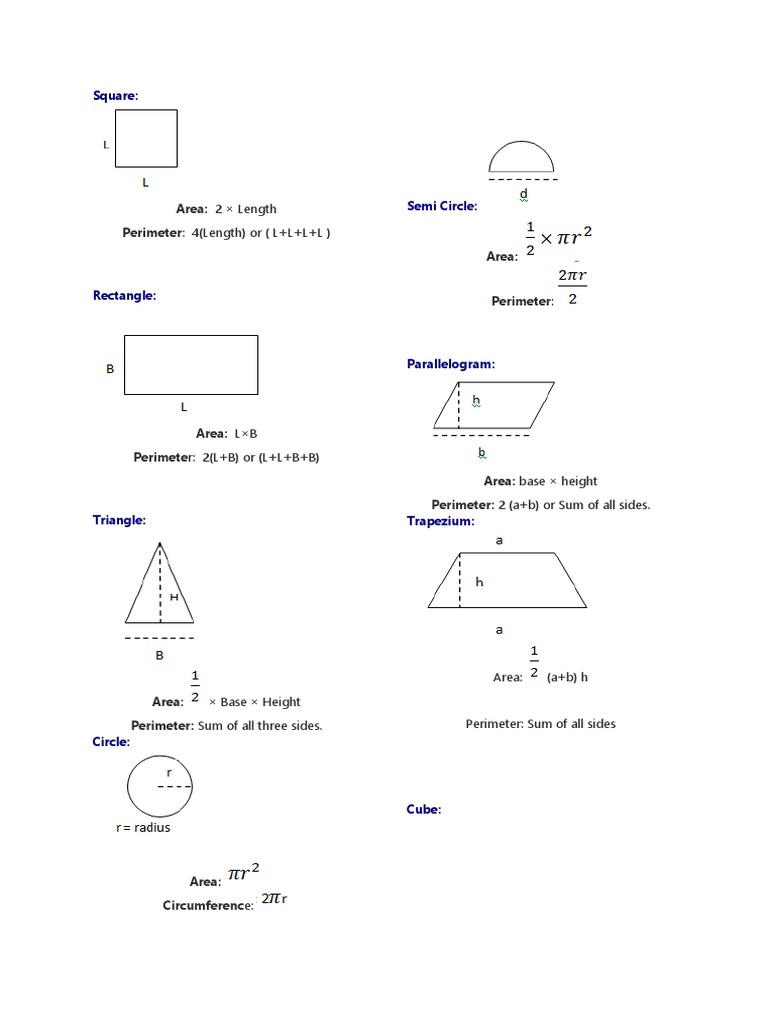 Mensuration Formulas | PDF