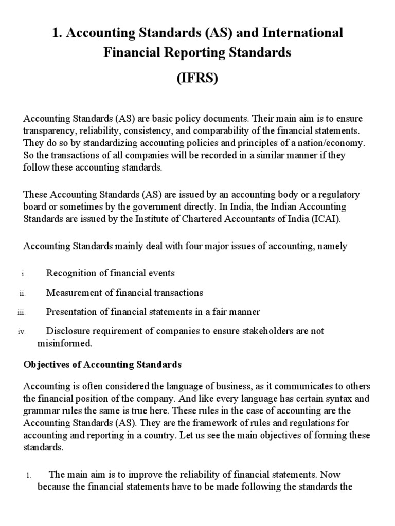 Objectives of Accounting Standards | PDF | International Financial ...