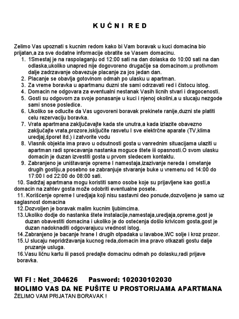 Kućni Red | PDF