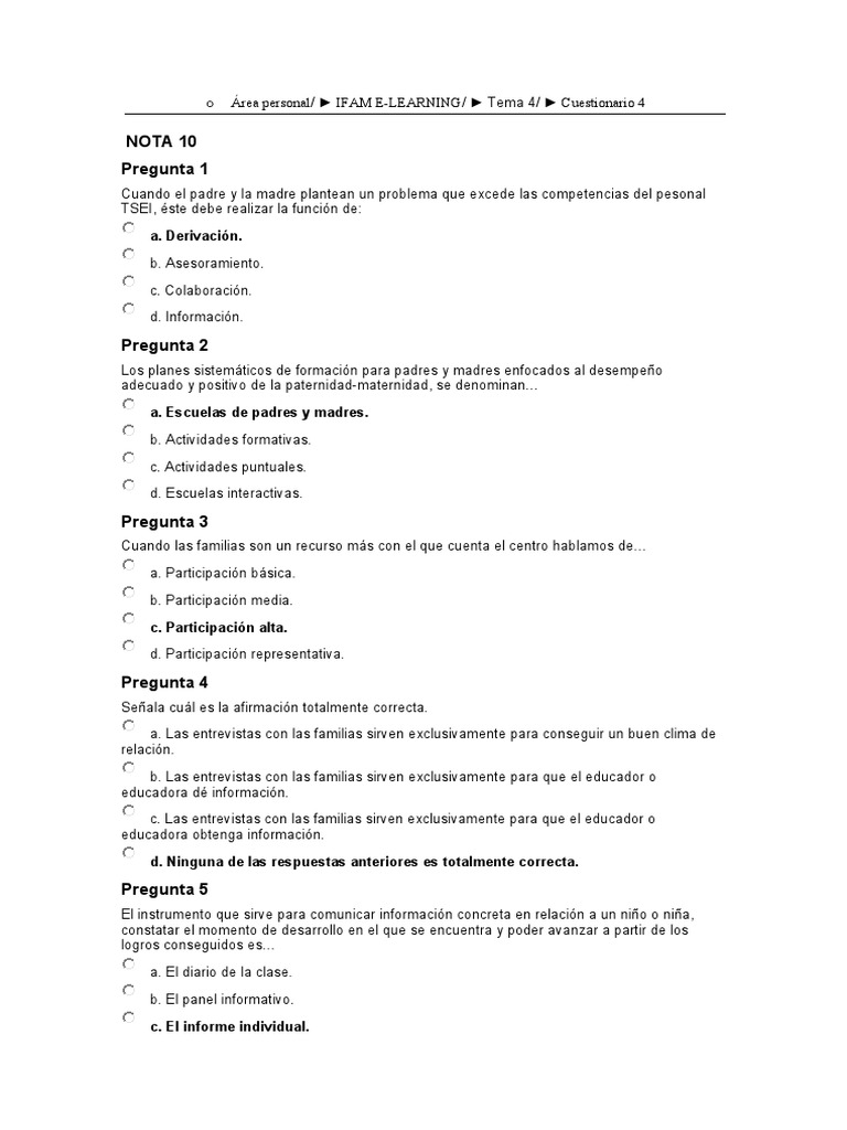 Cuestionario 4 Intento 1 Nota 9 | PDF | Cuestionario | Cognición